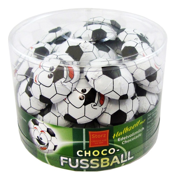 Storz Milk Chocolate Soccer Balls Tub | Chicago Importing Company Storz Milk Chocolate Soccer Balls Tub | Chicago Importing Company
